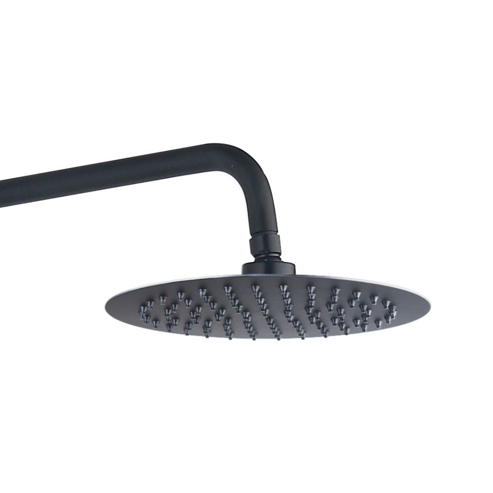 Orca Premium Matt Black Round Overhead Shower Kit - Bathroom Point